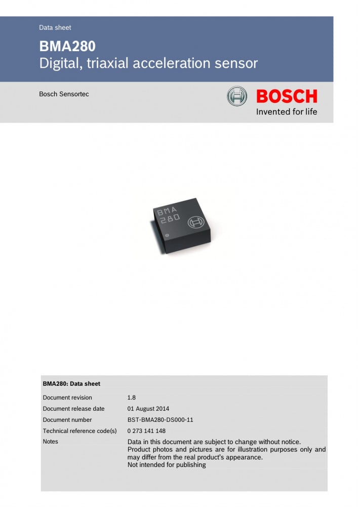 BMA280 datasheet page 1