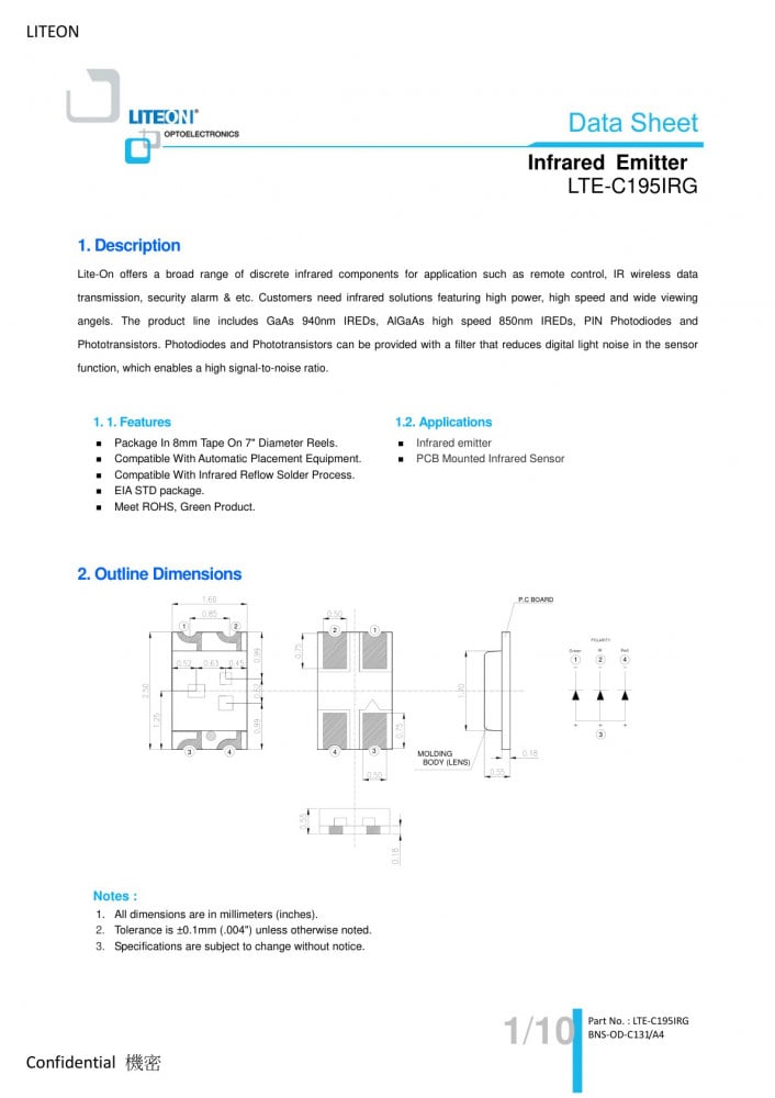 LTE-C195IRG datasheet page 2