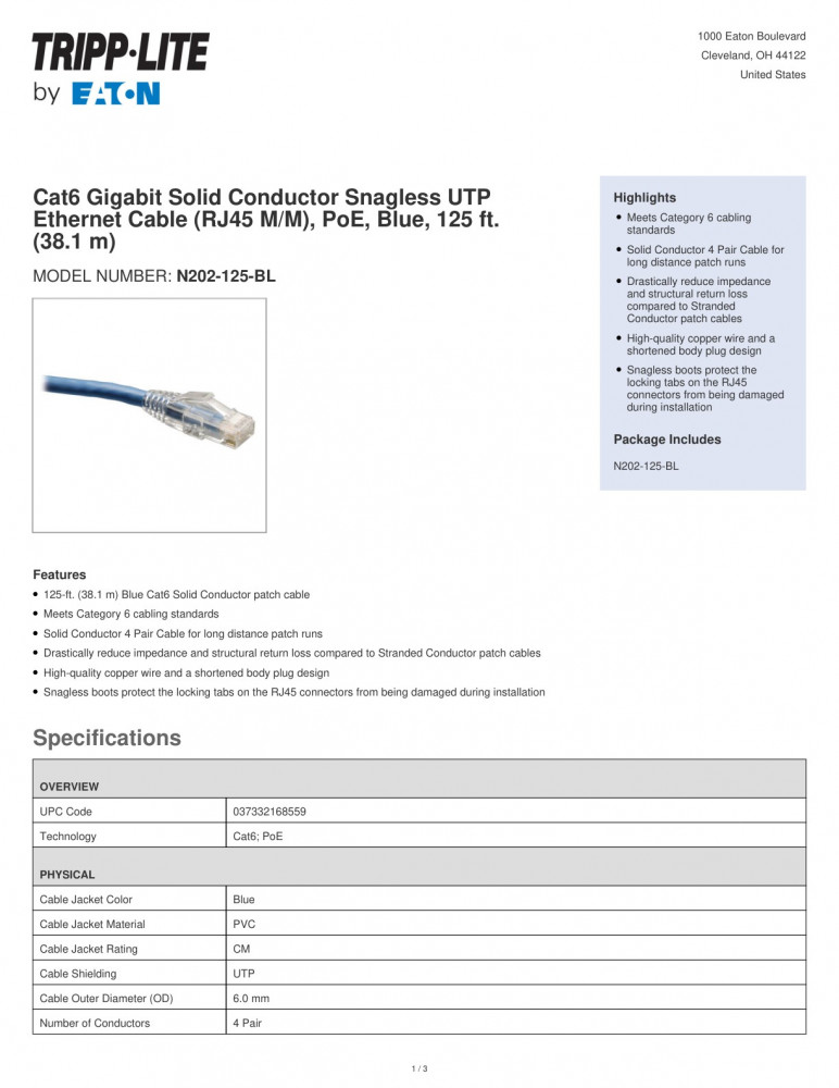 N202-125-BL technical document page 1