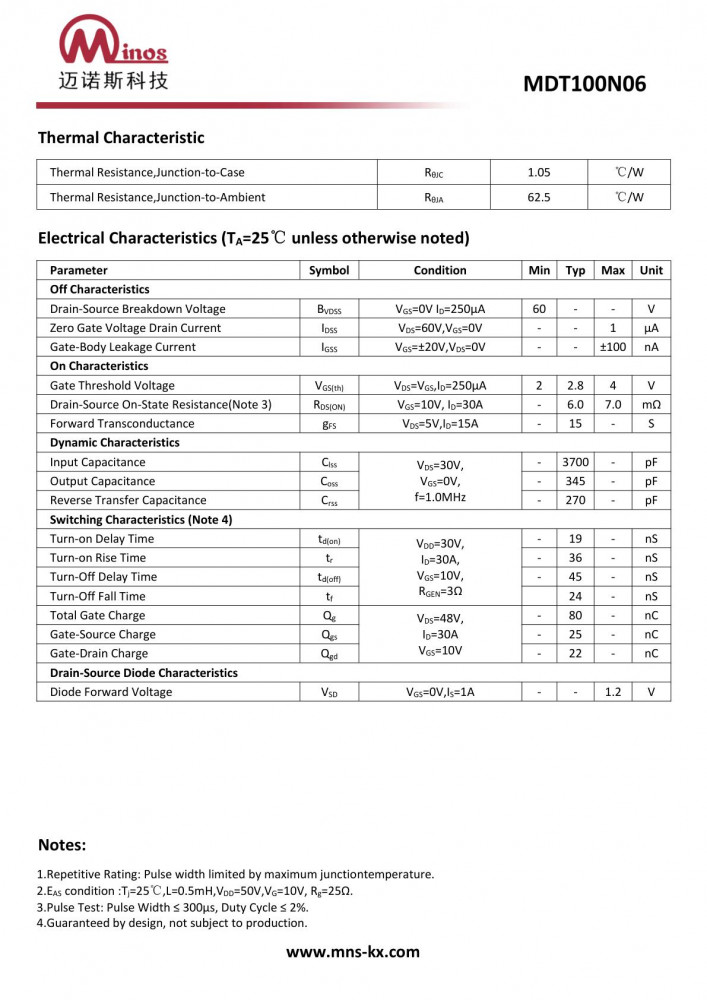 MDT100N06 datasheet page 2