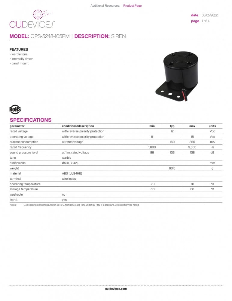 CPS-5248-105PM datasheet page 1