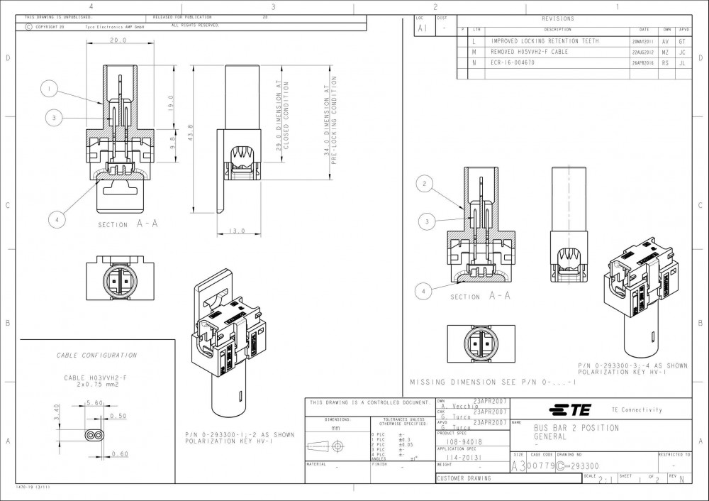 TE Connectivity 293300-9 drawing page 1