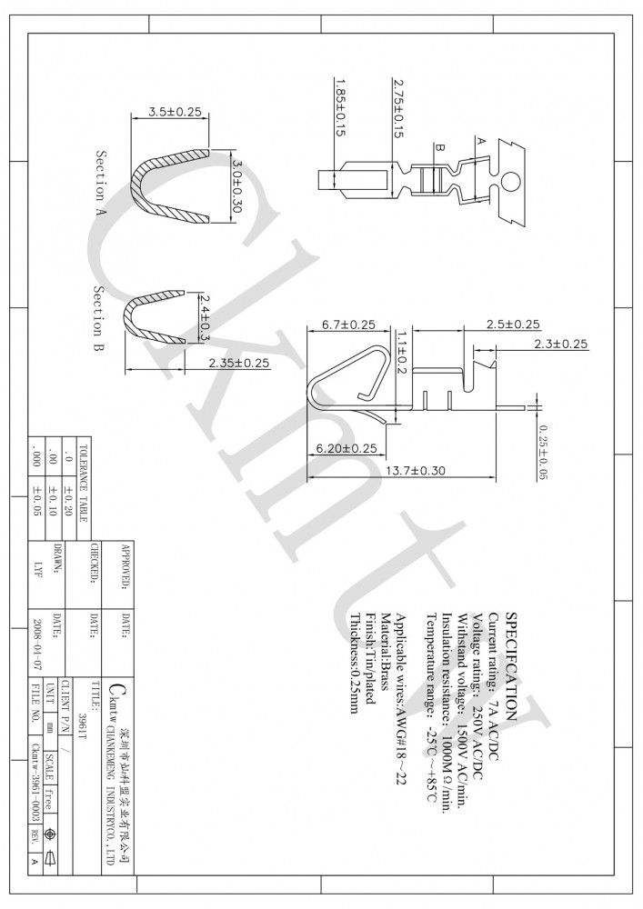 Ckmtw 3961T technical drawing and specifications