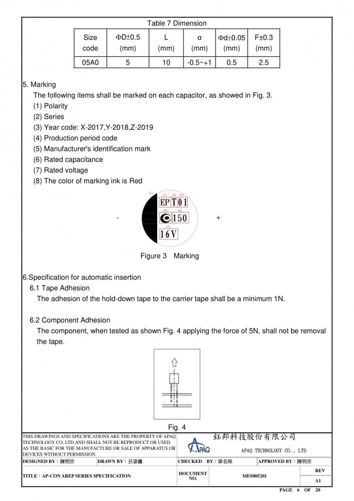APAQ specification page 6