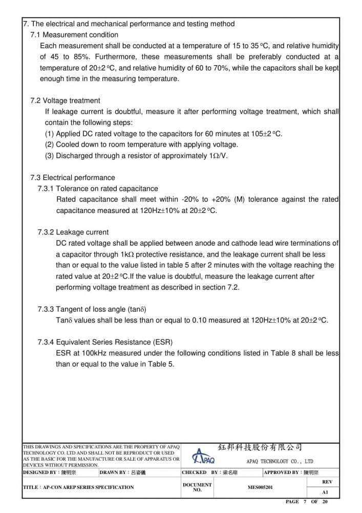 APAQ specification page 7