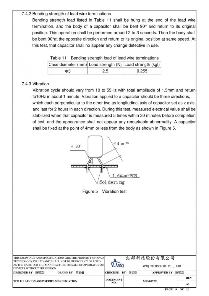 APAQ specification page 9