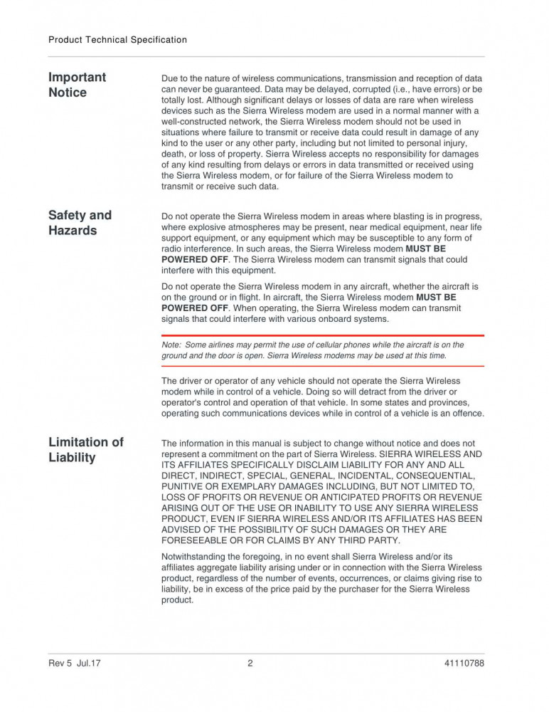 AirPrime EM7565 document preview, page 2