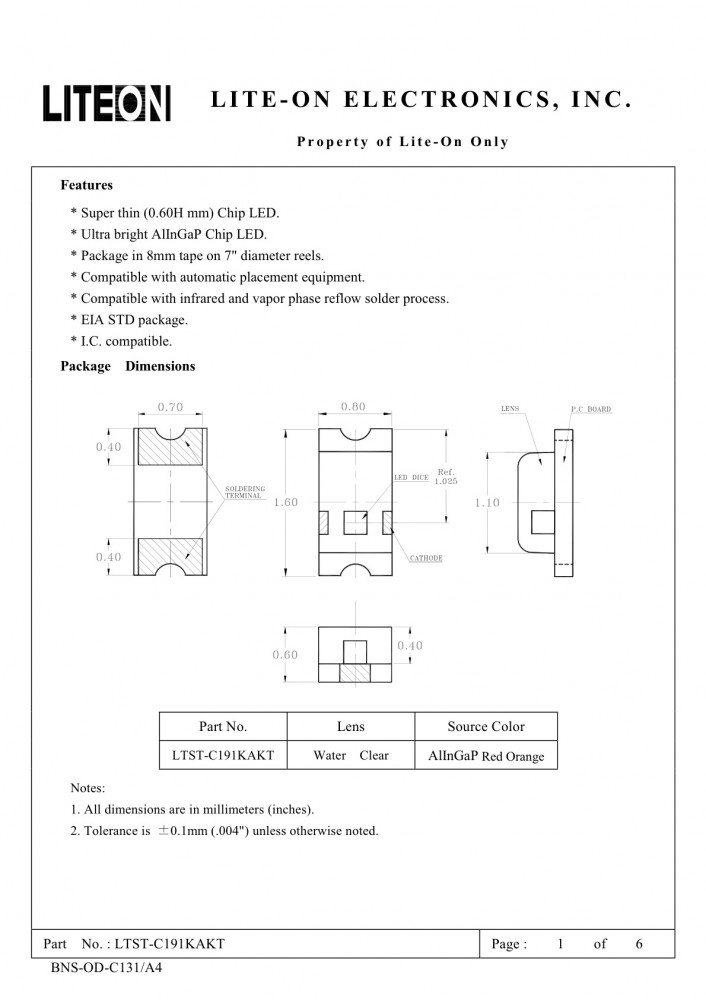 LTST-C191KAKT datasheet page 1