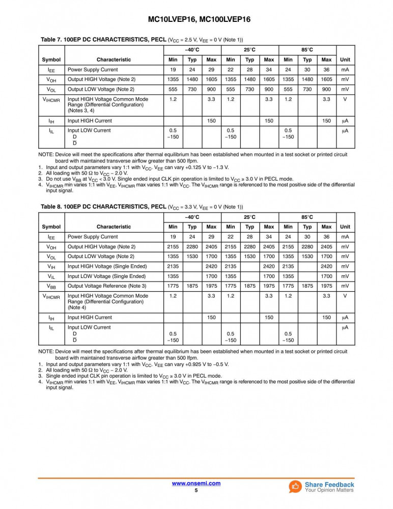 MC100LVEP16 datasheet page 5