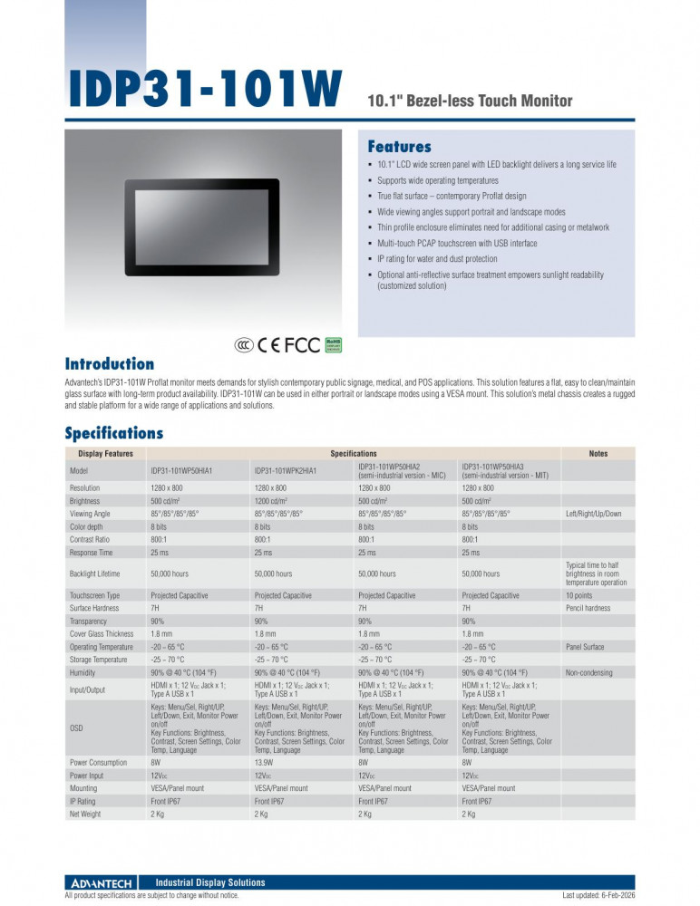 IDP31-101W technical document page 1