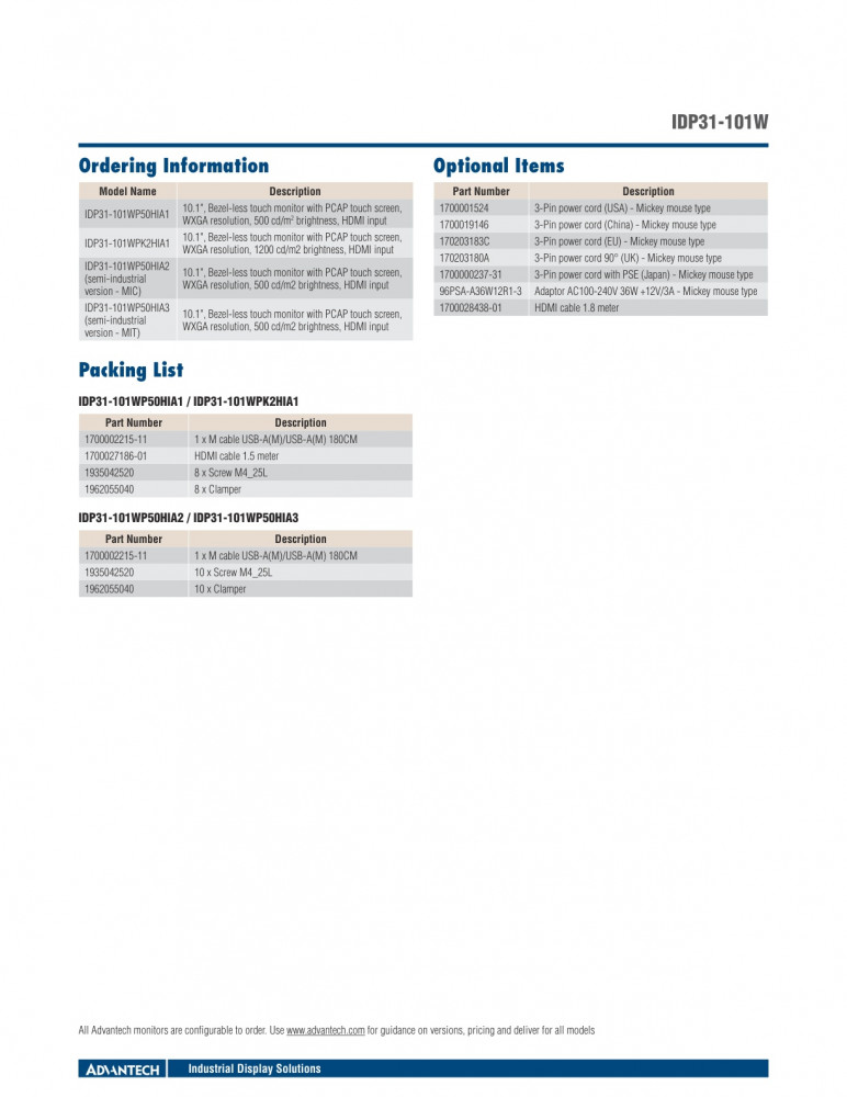 IDP31-101W technical document page 3