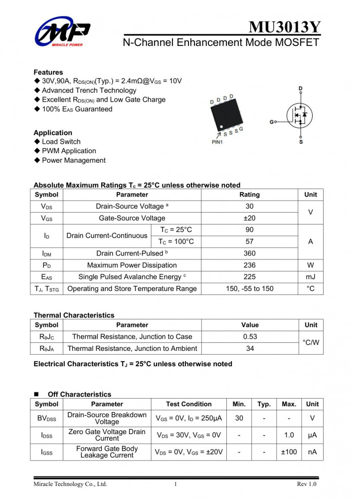 MU3013Y datasheet page 1
