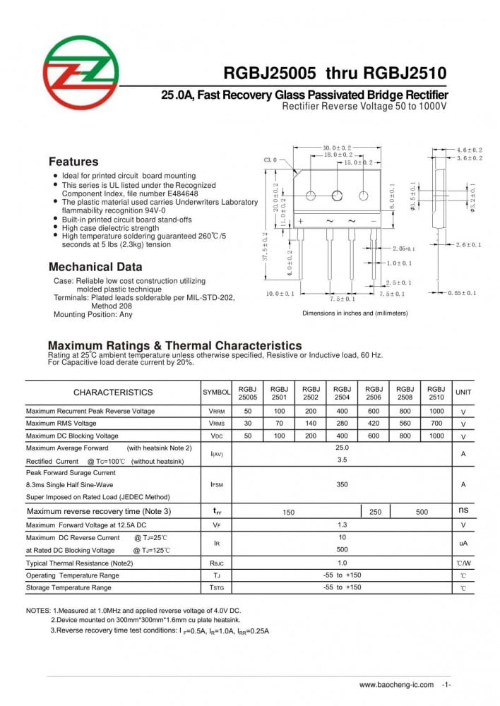 baocheng RGBJ2510 datasheet page 1