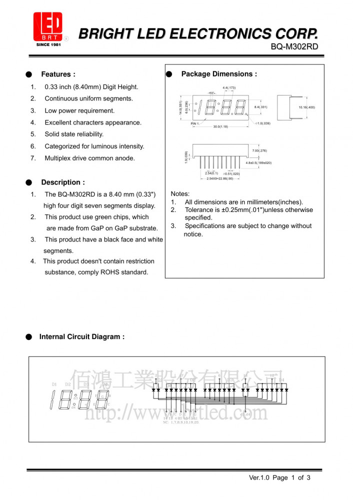 BQ-M302RD datasheet page 1