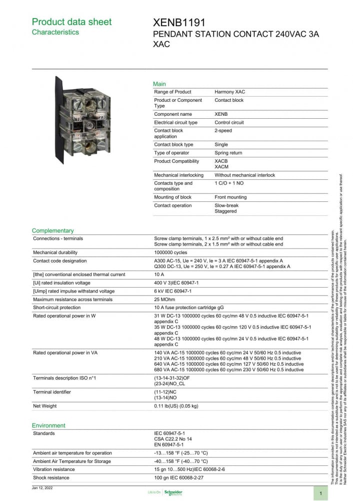 XENB1191 technical document page 1