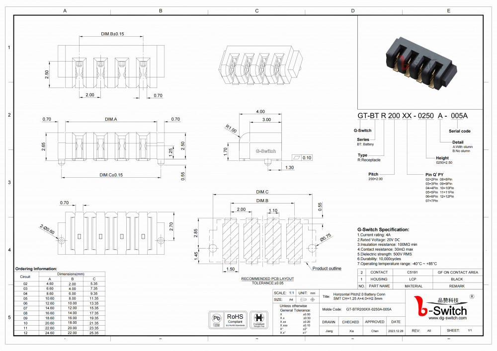 GT-BTR20004-0250A-005A technical drawing