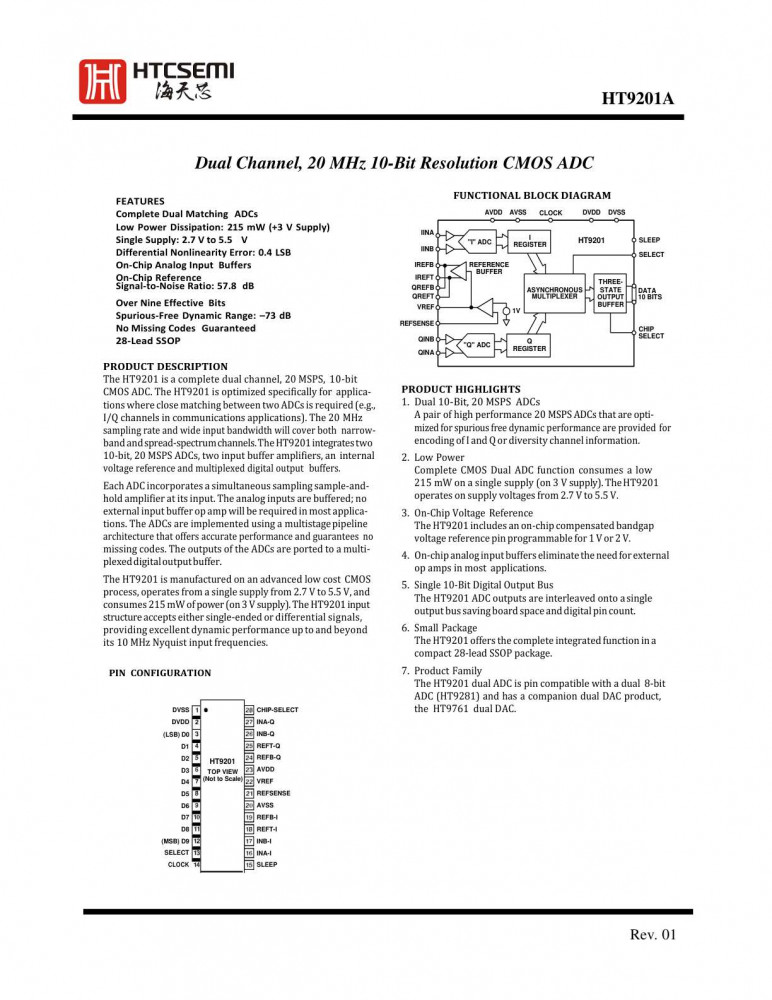 HT9201ARSZ datasheet page 1