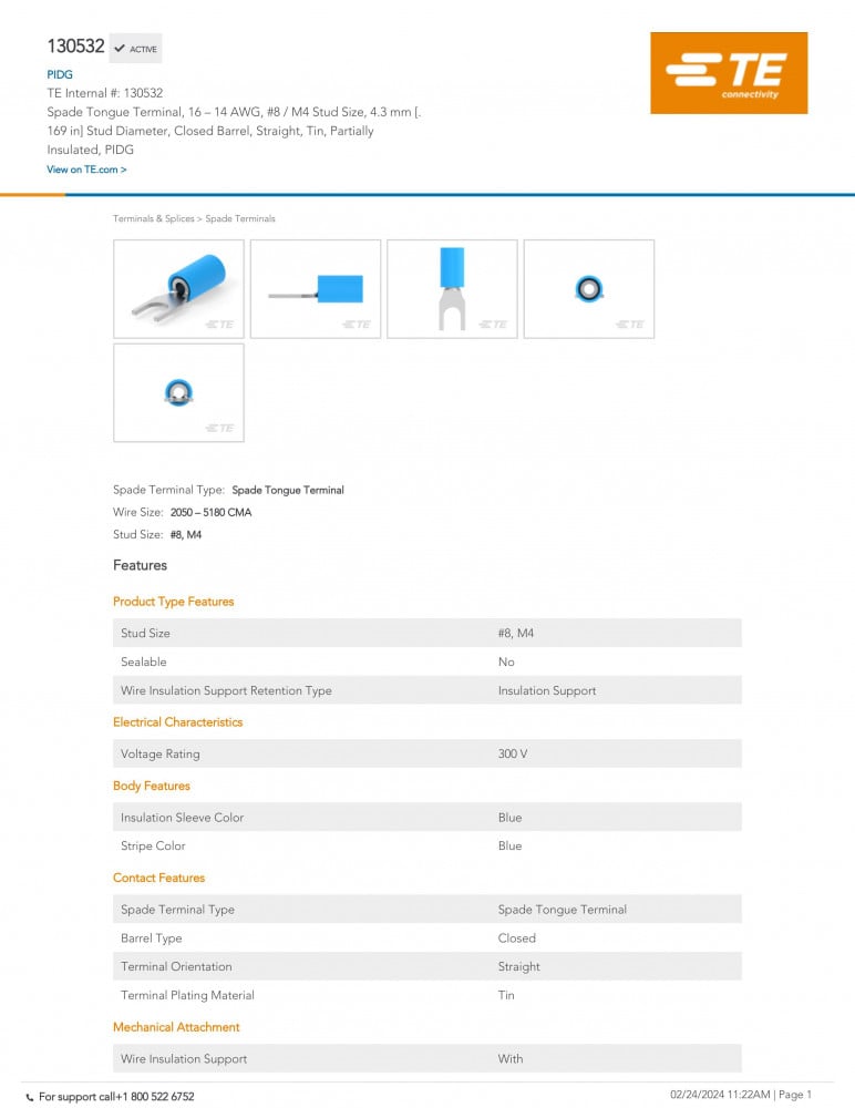 TE Connectivity 130532 document page 1