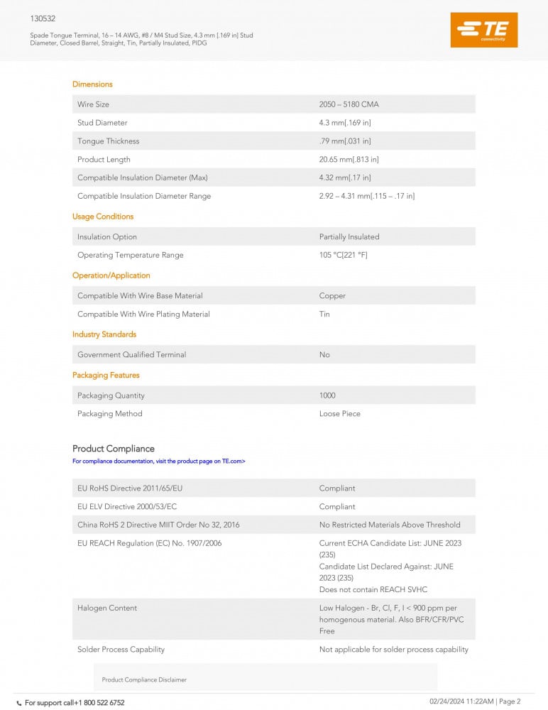 TE Connectivity 130532 document page 2