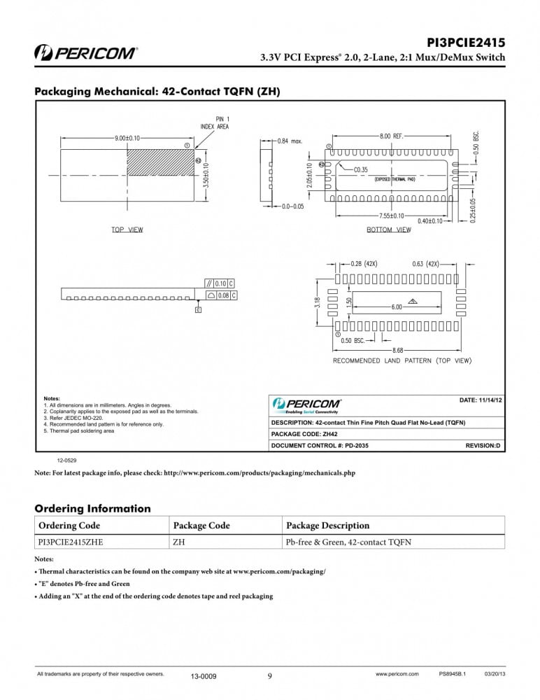 PI3PCIE2415ZHEX datasheet page 9