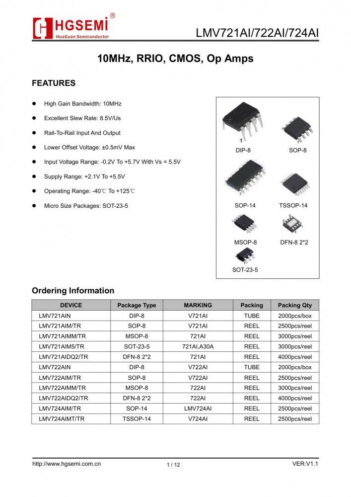 LMV721AIMM/TR datasheet page 1