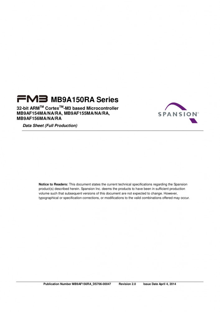 CY9AF155NABGL-GE1 datasheet page 1