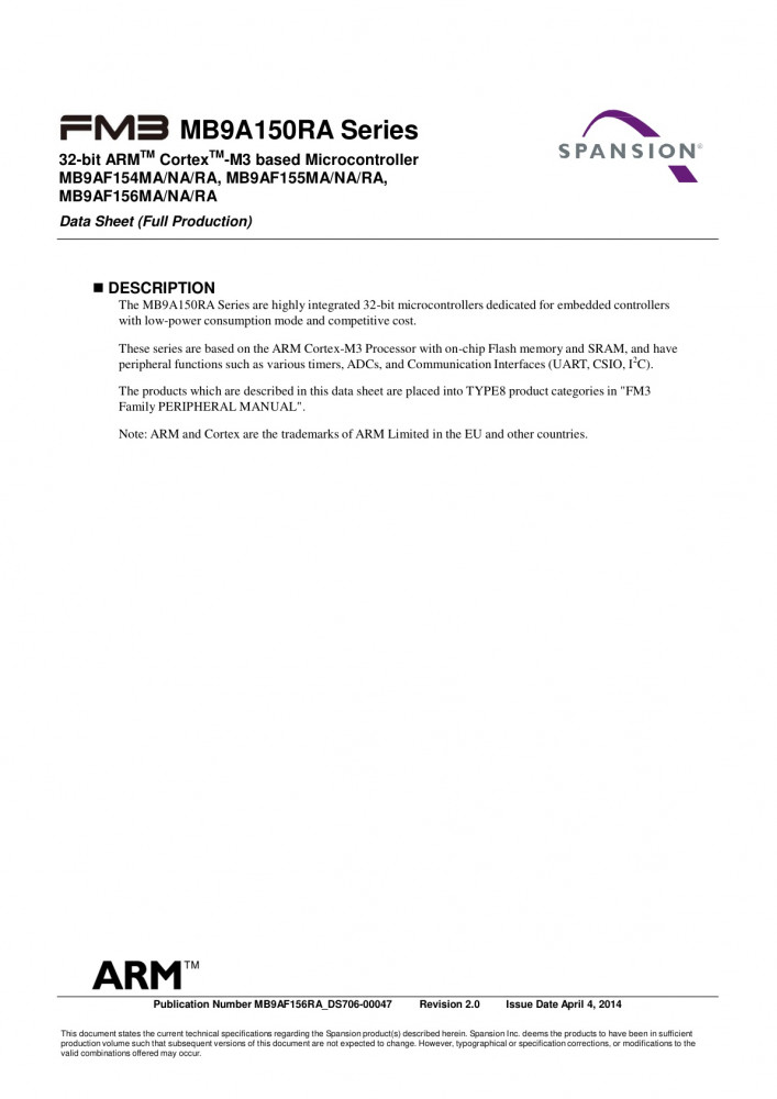 CY9AF155NABGL-GE1 datasheet page 3