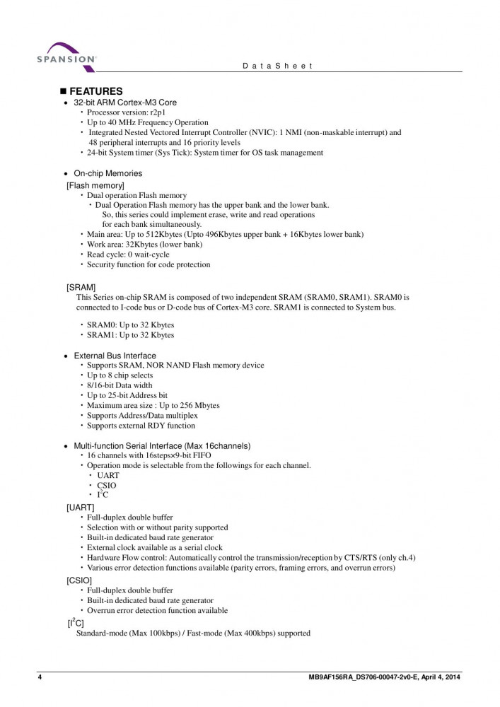 CY9AF155NABGL-GE1 datasheet page 4
