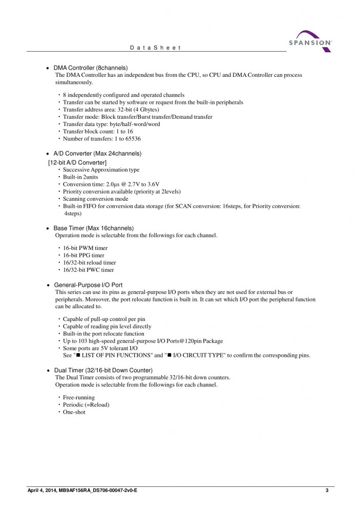 CY9AF155NABGL-GE1 datasheet page 5