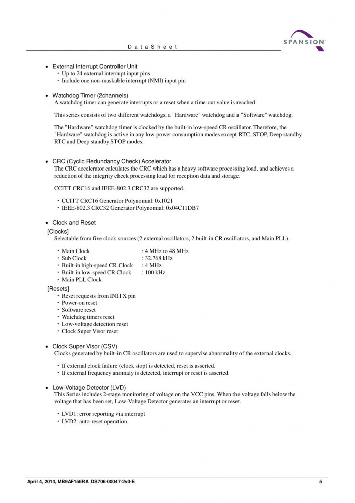 CY9AF155NABGL-GE1 datasheet page 7