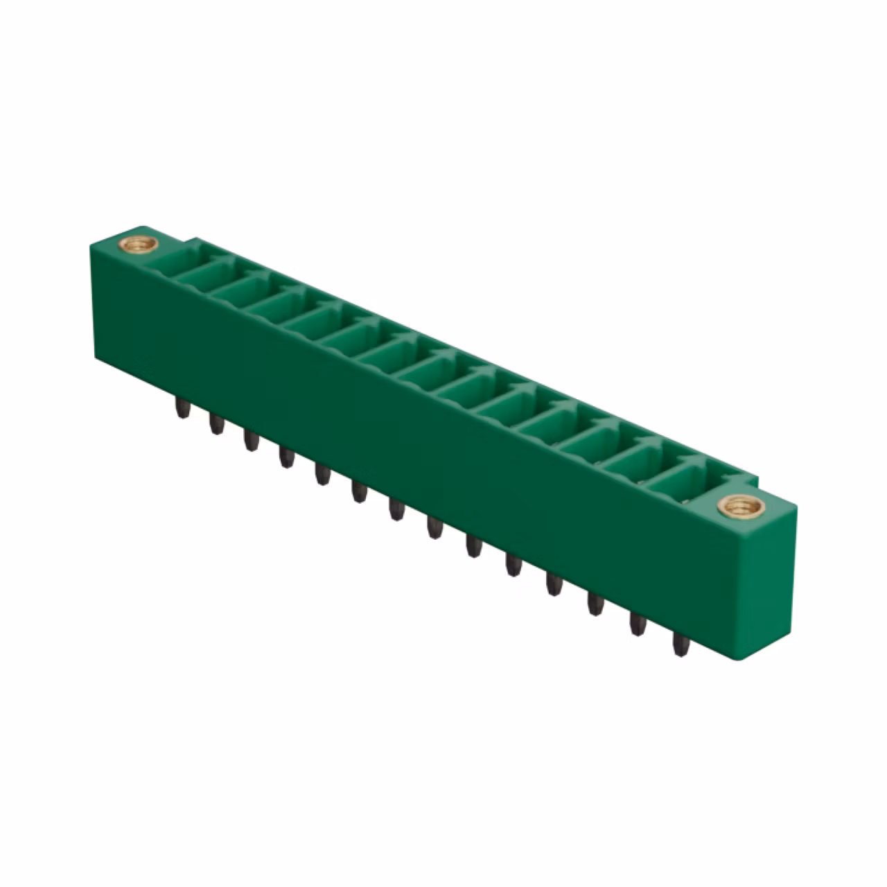3.81mm Pitch Eurostyle Vertical PCB Header, with Threaded Retention Inserts, Green Housing, 14 Circuits for sale