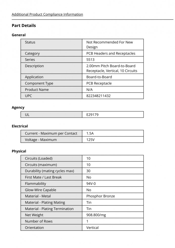 Molex 39533100 product document, page image 2