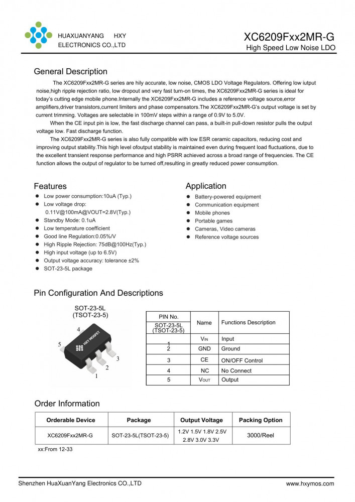 XC6209F332MR-G-HXY datasheet page 1