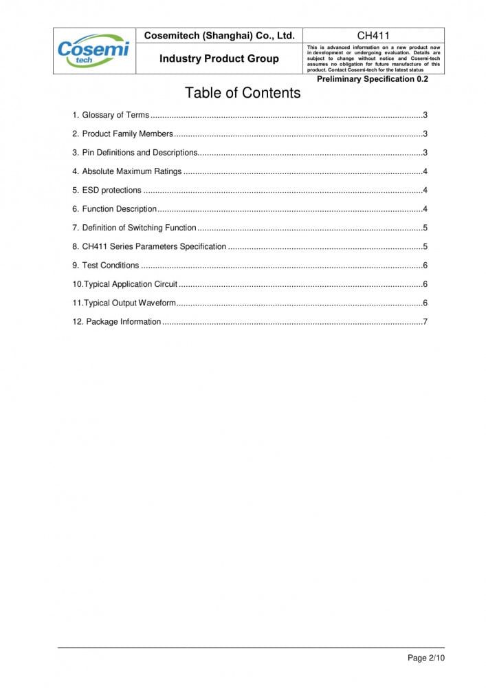 CH411SR datasheet page 2