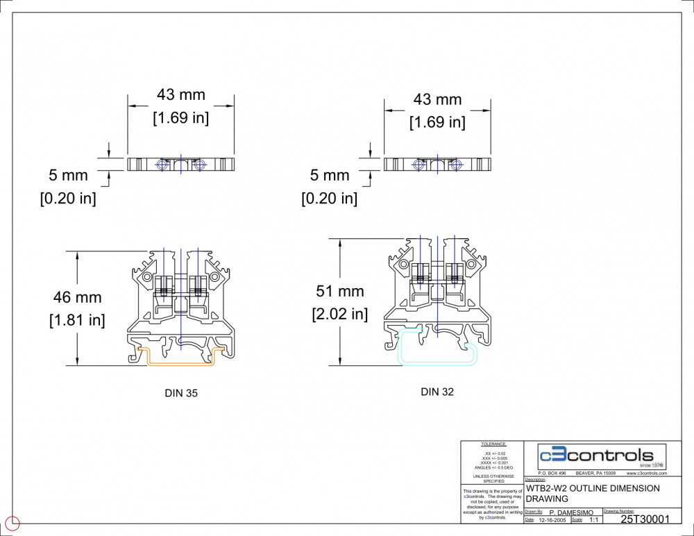 WTB2-W2 outline dimension drawing