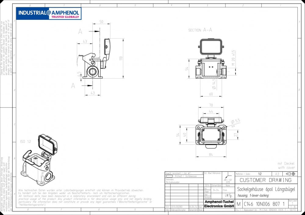 Amphenol C146 10N006 807 1 customer drawing