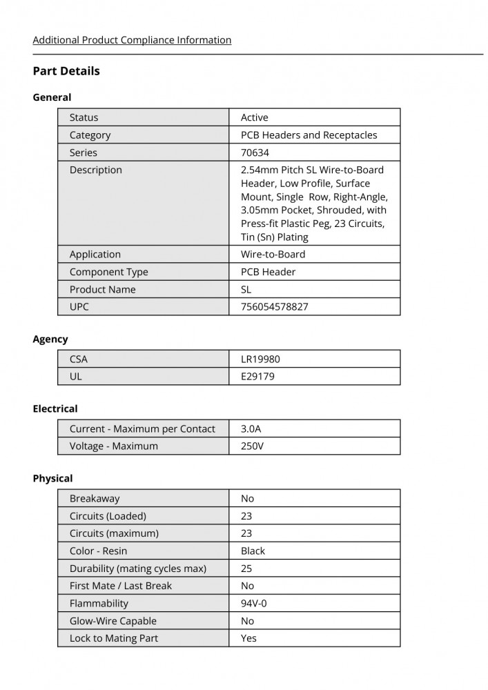 MOLEX SL product specification page 2