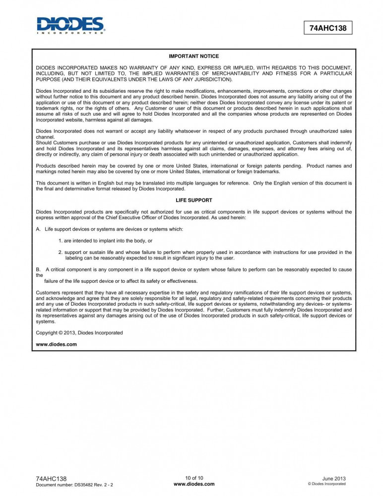 74AHC138T16-13 datasheet page 10
