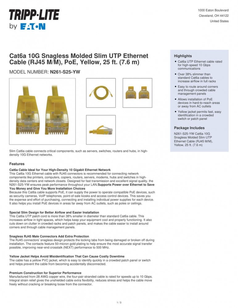 N261-S25-YW technical documentation page 1