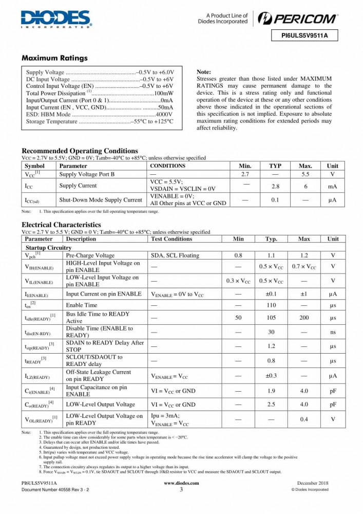 PI6ULS5V9511AZWEX datasheet page 3