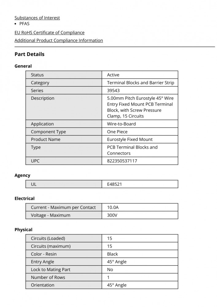 Molex technical document image 2 for material number 395430215