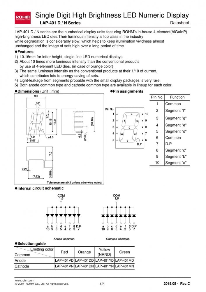 ROHM LAP-401VD datasheet page 1