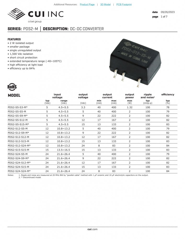 PDS2-M datasheet page 1