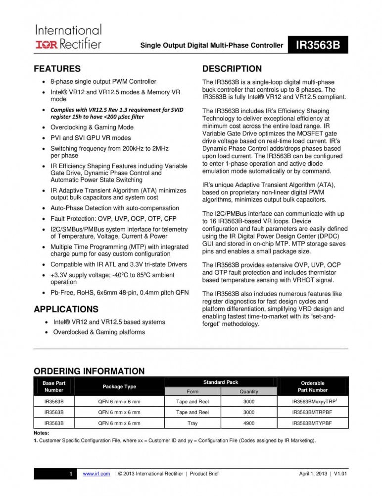 IR3563B technical document page 1