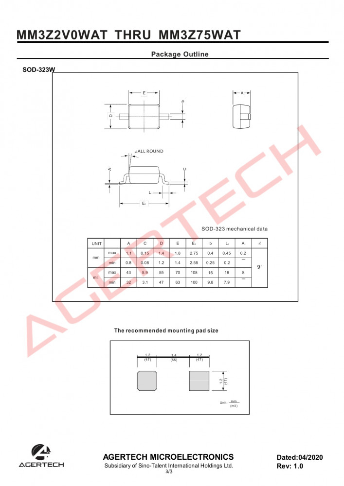 MM3Z6V8WAT SOD-323W package drawing
