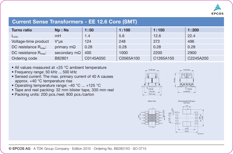 Current sense transformer technical document, page 2