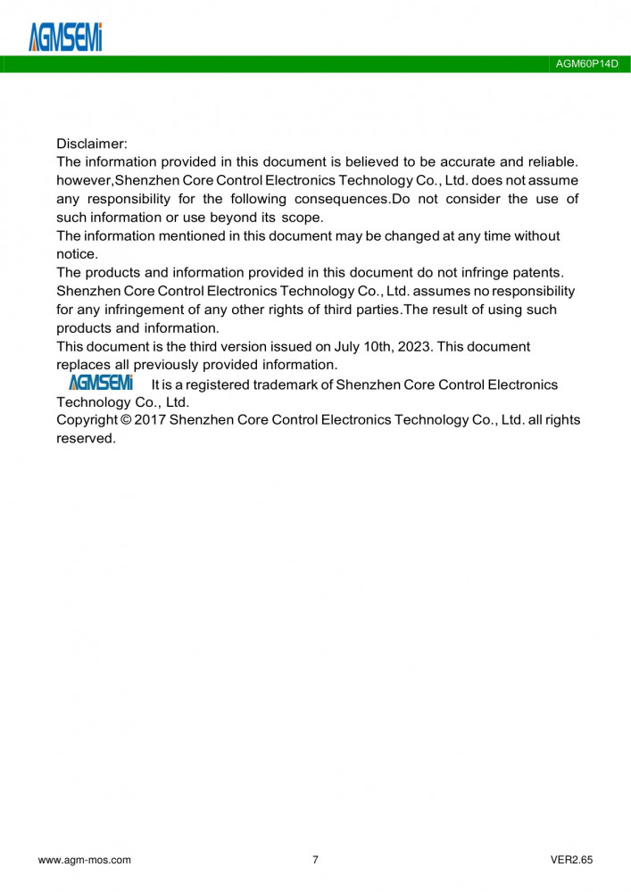 AGM60P14D datasheet page 7