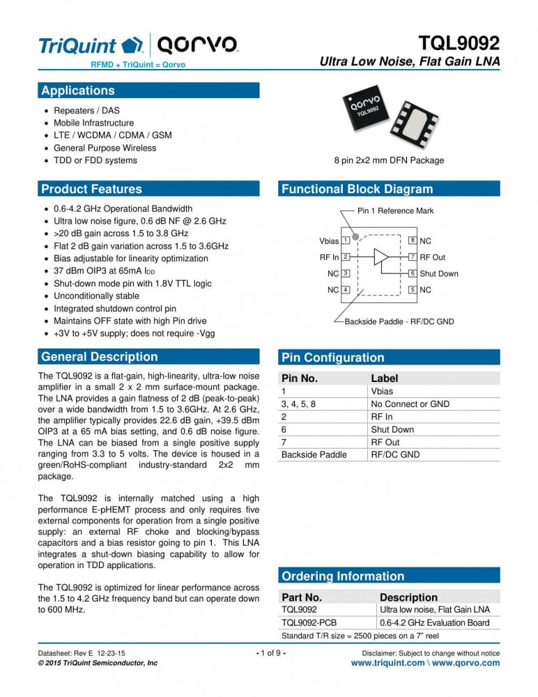 TQL9092 datasheet page 1