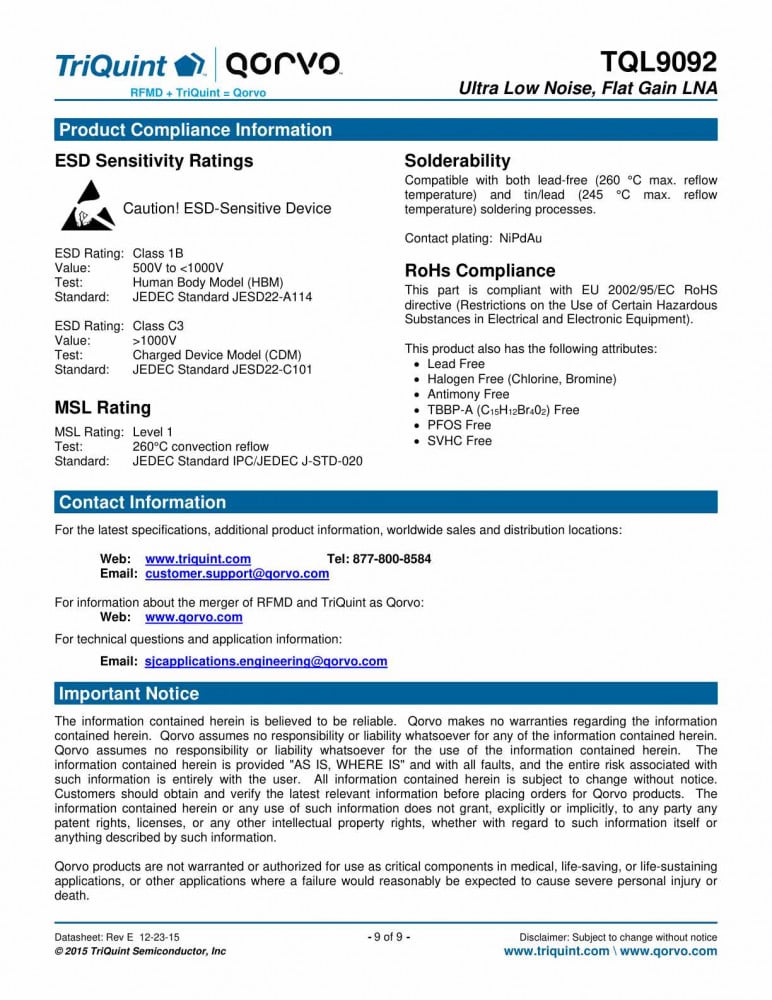 TQL9092 datasheet page 9