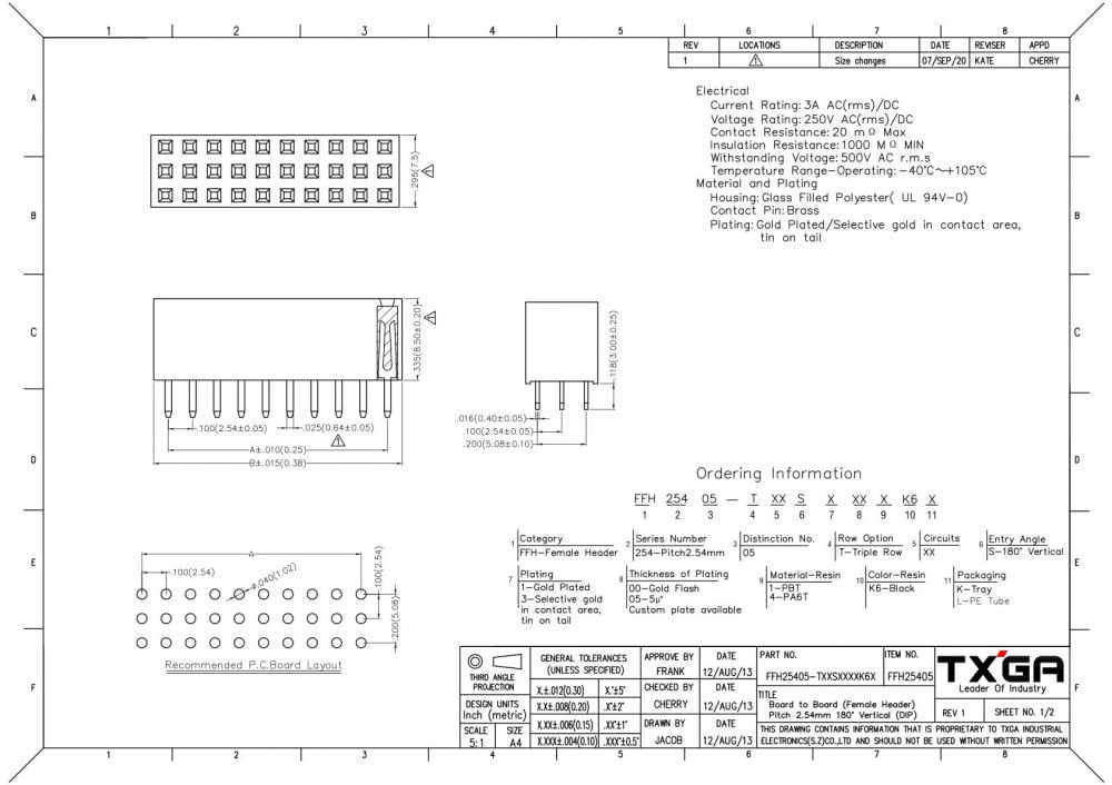 TXGA FFH25405 technical drawing page 5